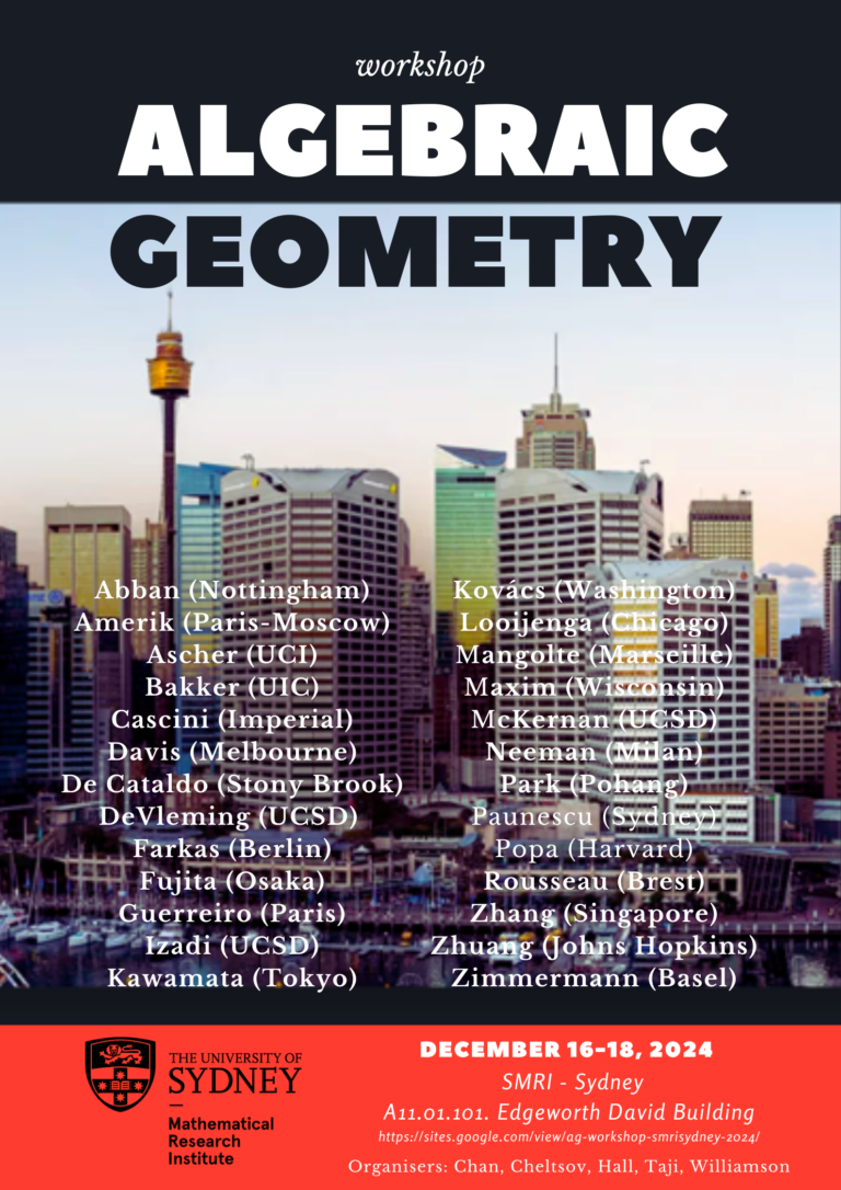 Algebraic Geometry Workshop - Sydney Mathematical Research Institute